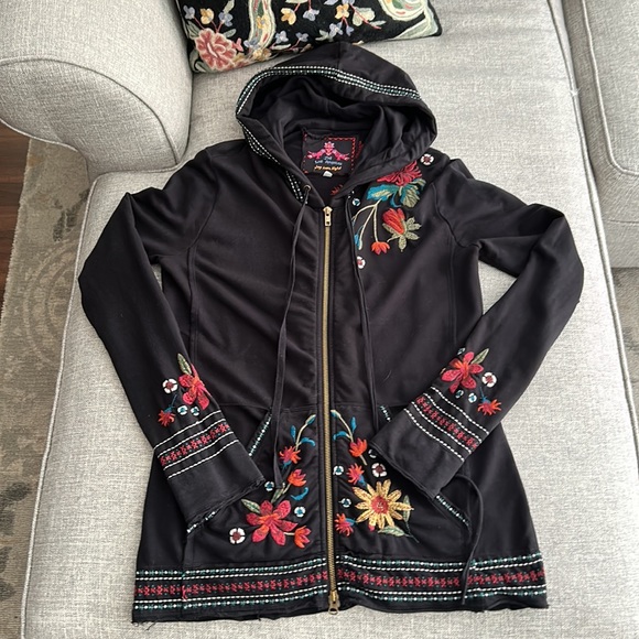 Johnny Was | Tops | Johnny Was Embroidered Floral Zip Up Hoodie | Poshmark